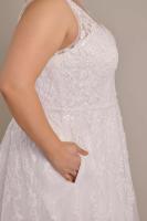 China Stunning Sequins And Beads Allover Beaded Tank Straps A-line Chapel Train Plus Size V-neck White Lace Wedding Dress for sale
