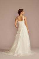 China Stunning Applique A-line Sweetheart Removable Straps Chapel Train Lace-up White Tulle Wedding Dress for sale
