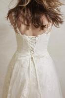 China Stunning Applique A-line Sweetheart Removable Straps Chapel Train Lace-up White Tulle Wedding Dress for sale