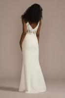 China Sexy Illusion Corset Boat Neckline Spaghetti Strap Sheath Alluring Lace Zipper High Split Slit White Satin Wedding Dress for sale