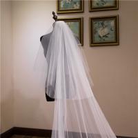 China Unique Customized 3.8m*1.5m Wholesale Long Chapel Appliqued Lace Tulle Bridal Wedding White Veil With Hair Comb for sale