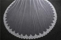 China Unique Customized 3.5m*3m Wholesale Long Cathedral Appliqued Lace Two Layers Tulle Bridal Wedding White Veil With Hair C for sale