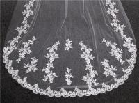 China Fashionable Customized 3m*1.8m Wholesale Appliqued Lace Tulle Bridal Wedding White Veil With Hair Comb for sale