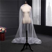 China Fashionable Customized 3m*1.8m Wholesale Appliqued Lace Tulle Bridal Wedding White Veil With Hair Comb for sale