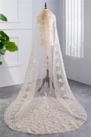 China Elegant Customized 3m*1.5m Wholesale Appliqued Lace Sequins Tulle Bridal Wedding Ivory Veil With Hair Comb for sale
