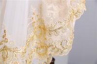 China New Styles Customized Two Layers Appliqued Lace 3.5m*1.8m Tulle Bridal Wedding White Veil With Hair Comb for sale