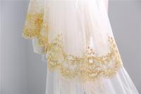 China New Styles Customized Two Layers Appliqued Lace 3.5m*1.8m Tulle Bridal Wedding White Veil With Hair Comb for sale