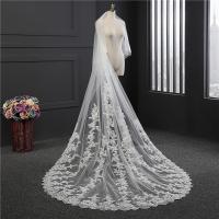 China New Styles Customized Two Layers Appliqued Lace 3.5m*1.8m Tulle Bridal Wedding White Veil With Hair Comb for sale