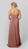 China Perfect V-neckline Plus Size Spaghetti Straps Ruffles Split Slit Wine Satin Mother Of The Bride Dress for sale
