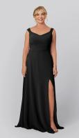 China Modern Off-the-shoulder Sweetheart Neckline A-line Split Slit Zipper Black Chiffon Mother Of The Bride Dress for sale