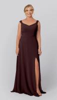China Modern Off-the-shoulder Sweetheart Neckline A-line Split Slit Zipper Black Chiffon Mother Of The Bride Dress for sale