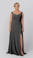 China Modern Off-the-shoulder Sweetheart Neckline A-line Split Slit Zipper Black Chiffon Mother Of The Bride Dress for sale