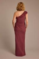 China Stunning One Shoulder Sheath Zipper Ruffles Customized Size Navy Blue Chiffon Mother Of The Bride Dress for sale