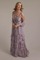 China Classic A-line V-neck Two Straps Plus Size Zipper Lavender Haze Lace Mother Of The Bride Dress for sale