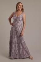 China Classic A-line V-neck Two Straps Plus Size Zipper Lavender Haze Lace Mother Of The Bride Dress for sale