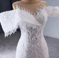 China Vintage Ruffles Boho V-neck Sleeveless Beaded Bridal Mermaid Court Train White Lace And Tulle Long Wedding Dress for sale