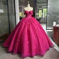 China Vintage Sweetheart Neck Court Train Off-the-shoulder Appliqued Lace Red Tulle Long Girl Quinceanera Dress for sale