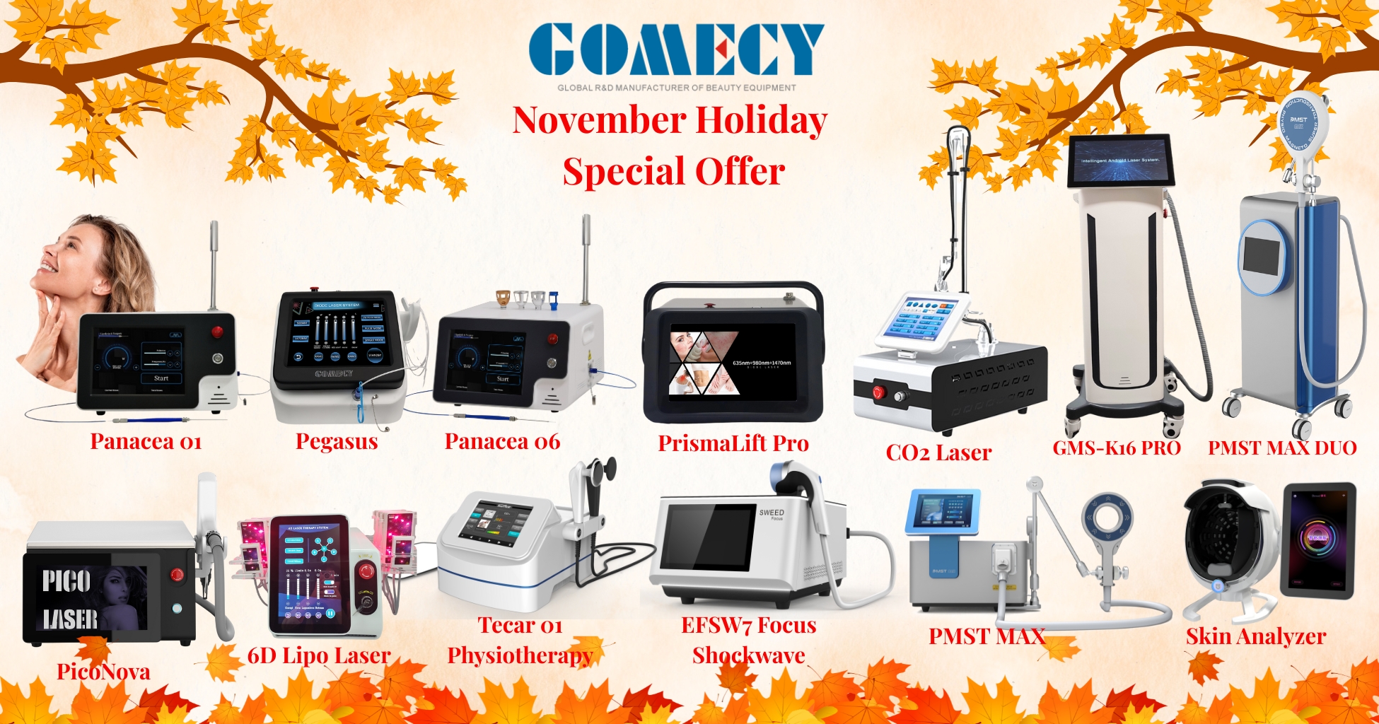 shockwave focus diode laser hair remove lipolysis face lift wrinkle remove co2 laser