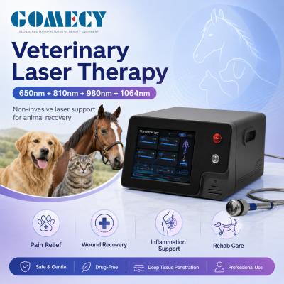 China Portable 4-Wavelength 980+1064+810+650nm Diode Laser Physiotherapy Machine for VET Deep Tissue Penetration Pain Relief Commercial for sale