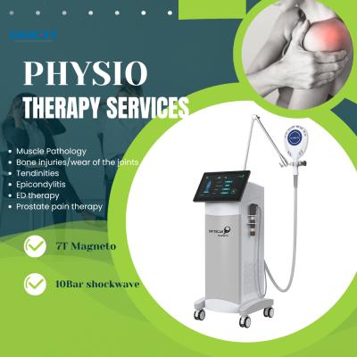 China Advanced 2 in 1 Pneumatic Shock Wave 7Tesla Magneto 10Bar Shockwave  Pain Relief Machine with 7 Replaceable Bullet Tips for sale
