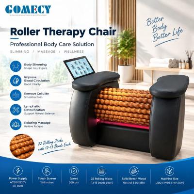 China Gomecy A72 Wooden Roller Massage Chair for Body Slimming and Wellness body sculpting machine with Adjustable Power and Touch Screen for Beauty Salon and Wellness Center for sale