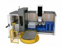 China Automatic Bottle Palletizer with Stainless Steel Frame PLC Touchscreen Interface and Dual-Pallet Circulating Storage for sale