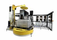 China Automatic Bottle Palletizer with High-Speed Stacking PLC Control System and Integrated Stretch Wrapping for sale