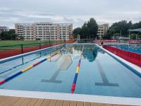 China Outdoor Intelligent Precast Training Swim Pool 50×25×2M Zn-Al-Mg Steel Above Ground Competition Pool for sale