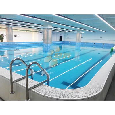 China Outdoor Intelligent Precast Swimming Pool 50×25×2m with Zn-Al-Mg Steel and 15-Year Warranty for sale