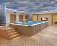 China Competition Swimming Pool Zn-Al-Mg Steel Frame 50x25x2M Fast Assembly for sale