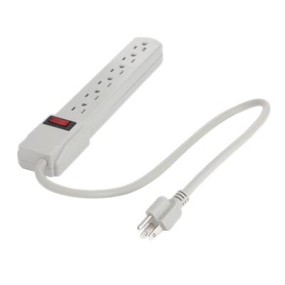 China Non Grounding Portable 6 Way Extension Cord Socket 125V 15A Black White for sale