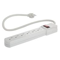 China Non Grounding Portable 6 Way Extension Cord Socket 125V 15A Black White for sale