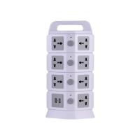 China Multi Hole Terminal Board Extension Cord Socket with USB Plug 5V 2100mA 2m for sale