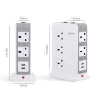 China UK Plug 13A 3250W Rubik Cube Vertical Power Strip with 11 Outlets 2 USB Surge Protection for sale