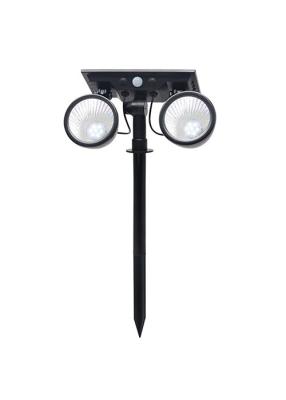 China Solar Powered Twin LED Spotlight with Human Motion Sensor 36 LED Beads IP65 Waterproof ABS 150x225x107mm for sale
