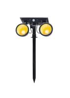 China Solar Powered Twin LED Spotlight with Human Motion Sensor 36 LED Beads IP65 Waterproof ABS 150x225x107mm for sale