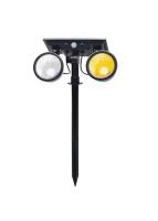 China Solar Powered Twin LED Spotlight with Human Motion Sensor 36 LED Beads IP65 Waterproof ABS 150x225x107mm for sale