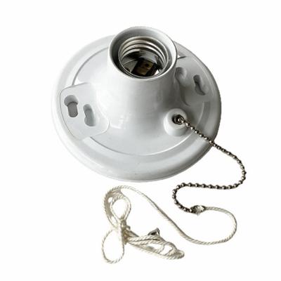 China 4.5 Inch E26 E27 White Plastic Lamp Holder with Pull Chain Switch 250V 4A for sale