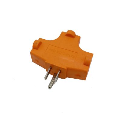 China PVC 2 Pin Plug Adapter 250V 15A Orange Residential Power Converter for sale