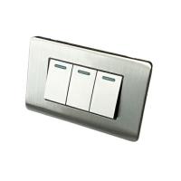 China Stainless Steel 3 Gang 1 Way Wall Switch Socket 10A 250V South America for sale