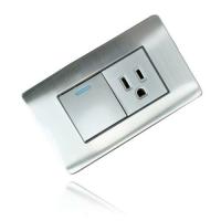 China Stainless Steel Wall Switch And Socket With Metal Brushed for sale