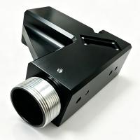 China Custom CNC Machined Aluminum 90 Degree Threaded Valve Block | Black Anodized Billet Aluminum Fluid Pipe Fitting Connector for sale