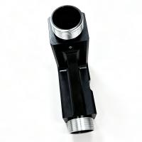 China Custom CNC Machined Aluminum 90 Degree Threaded Valve Block | Black Anodized Billet Aluminum Fluid Pipe Fitting Connector for sale