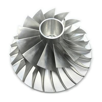 China Custom 5‑Axis CNC Machined Aluminum Turbo Impeller | Billet Aluminum Compressor Wheel Turbocharger Rotor Raw Aluminum Finish for sale
