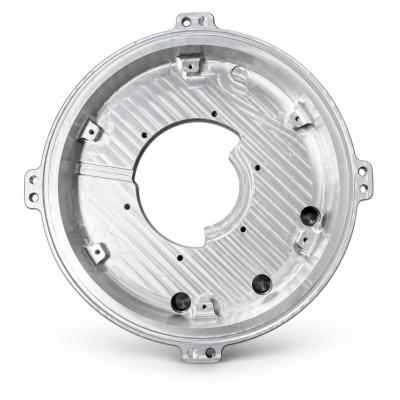 China Custom 5 Axis CNC Machined Aluminum Flange Housing Brushed Surface Precision CNC Milling Mechanical Enclosure Parts for sale