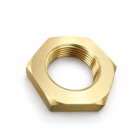 China Custom CNC Turned Brass Hex Thin Nut, Hexagon Lock Nut Precision Machining Parts for sale