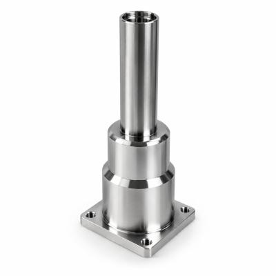 China Custom CNC Turned Stainless Steel Valve Housing with Square Flange & Multi-Step Concentric Structure for sale