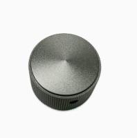 China CNC Lathe Machining Aluminum Knob Cap Black Anodized Metal Knob with CD Pattern Audio Volume Control Knob for HiFi Speaker for sale