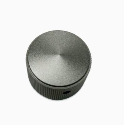 China CNC Lathe Machining Aluminum Knob Cap Black Anodized Metal Knob with CD Pattern Audio Volume Control Knob for HiFi Speaker for sale