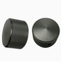 China CNC Lathe Machining Aluminum Knob Cap Black Anodized Metal Knob with CD Pattern Audio Volume Control Knob for HiFi Speaker for sale